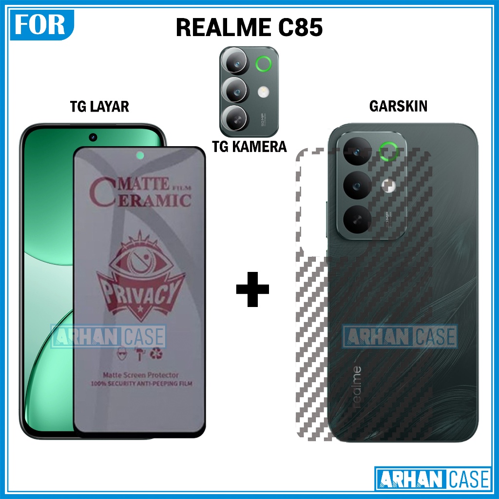 Jual Paket Hemat 3in1 Tempered Glass Realme C85 C85 Garskin 3D Plus ...