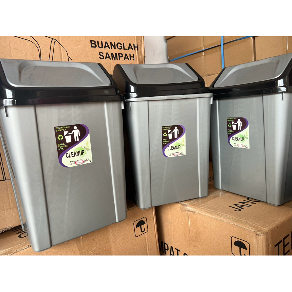 Jual Tempat sampah Clean Up 10L warna silver Ready | Shopee Indonesia