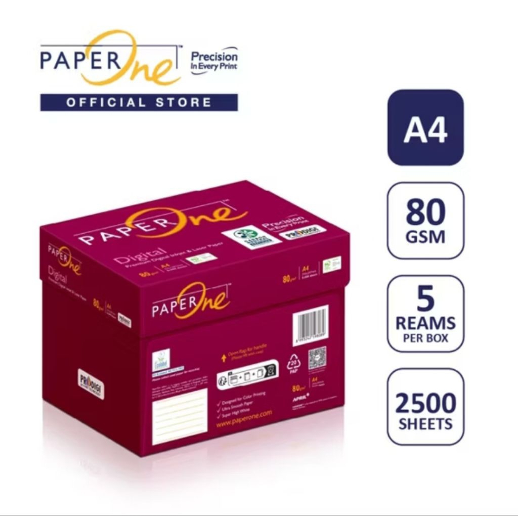 Jual Kertas A4 80 Gram Paper One 1 Box ( 5 Rim ) | Shopee Indonesia