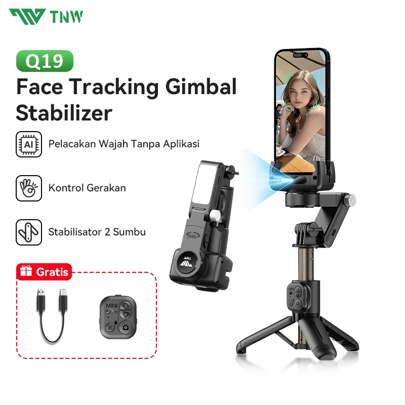 Jual TNW Q19 Gimbal Stabilizer Auto Face Tracking Tongsis Selfie Tripod ...