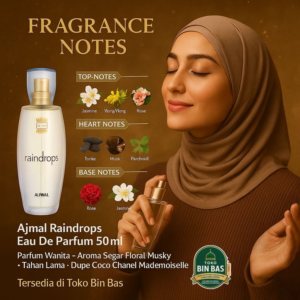 Jual Ajmal Raindrops Eau De Parfum 50ml – Parfum Wanita Aroma Segar ...