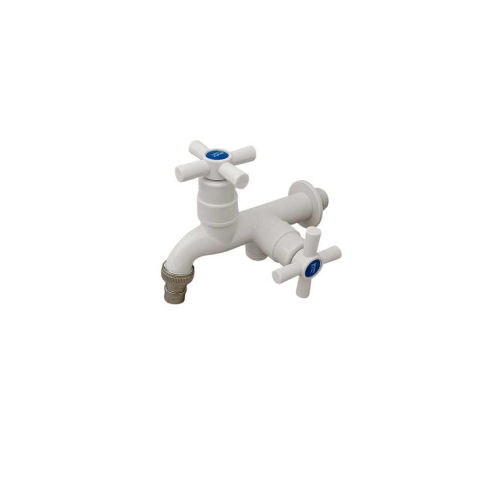 Jual [Modern] Kran Cabang Kran Air Double Kran Shower PVC Kemudi Putih ...