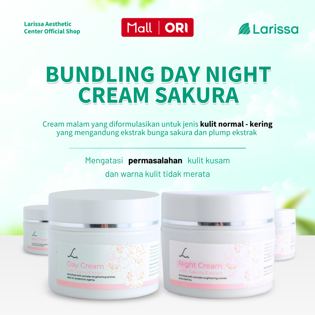 Jual Larissa Cream Pagi - Malam Sakura Brightening Series Krim Pencerah ...