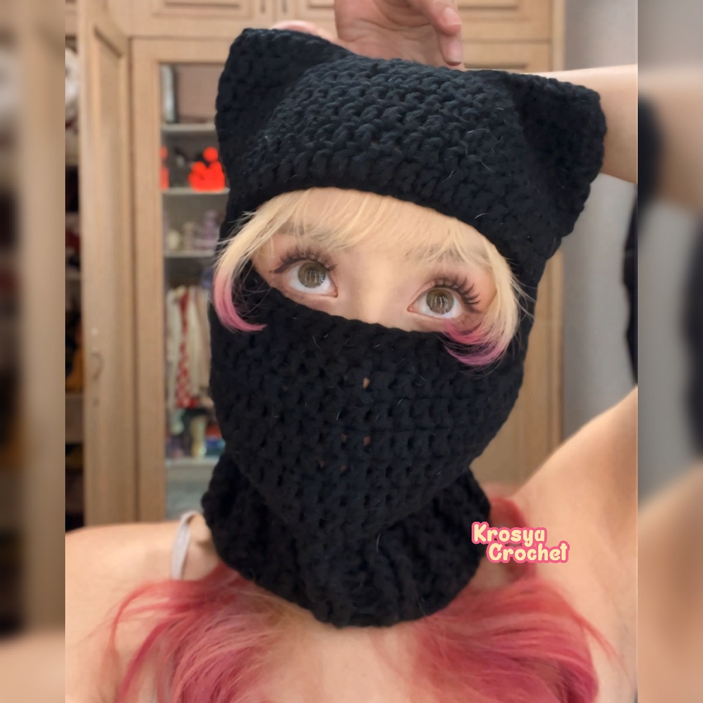 Jual Beanie Balaclava Copet Cat Winter Krosya Crochet by Janine ...