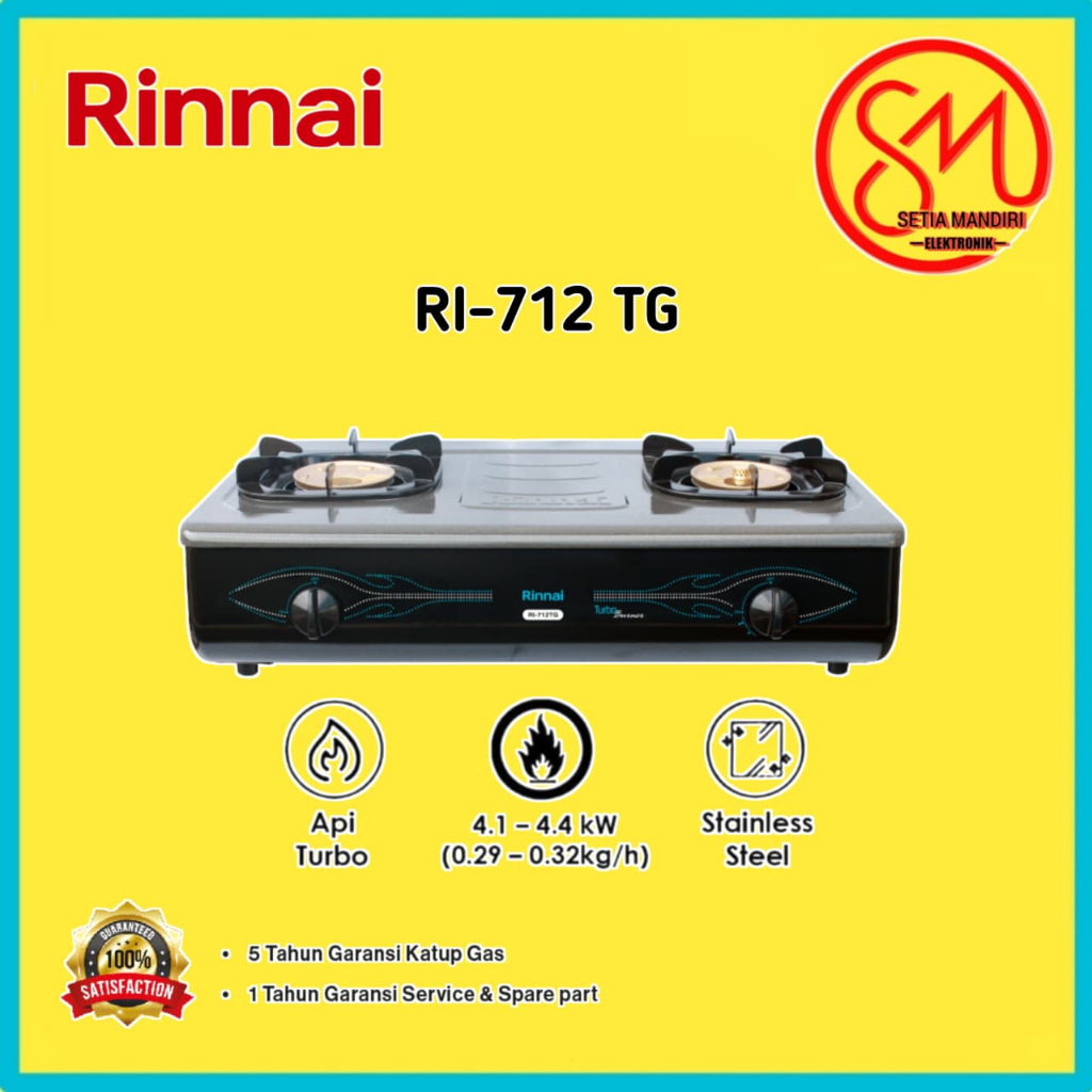 Jual Rinnai RI-712TG I RI-712T Kompor Gas 2 Tungku Rinnai RI 712 TG I ...
