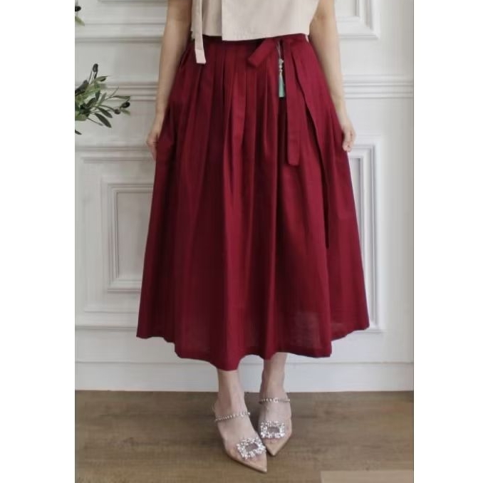 Jual Jiyoung Hanbok Skirt / Modern Hanbok Skirt / Midi Linen Skirt ...