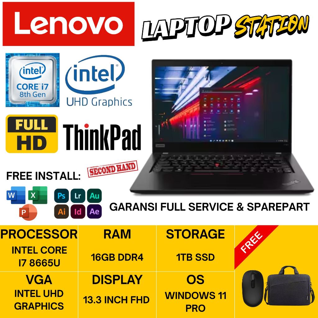 Jual Lenovo ThinkPad X390 Intel Core i7 8665U RAM 16GB 1TB SSD Intel ...