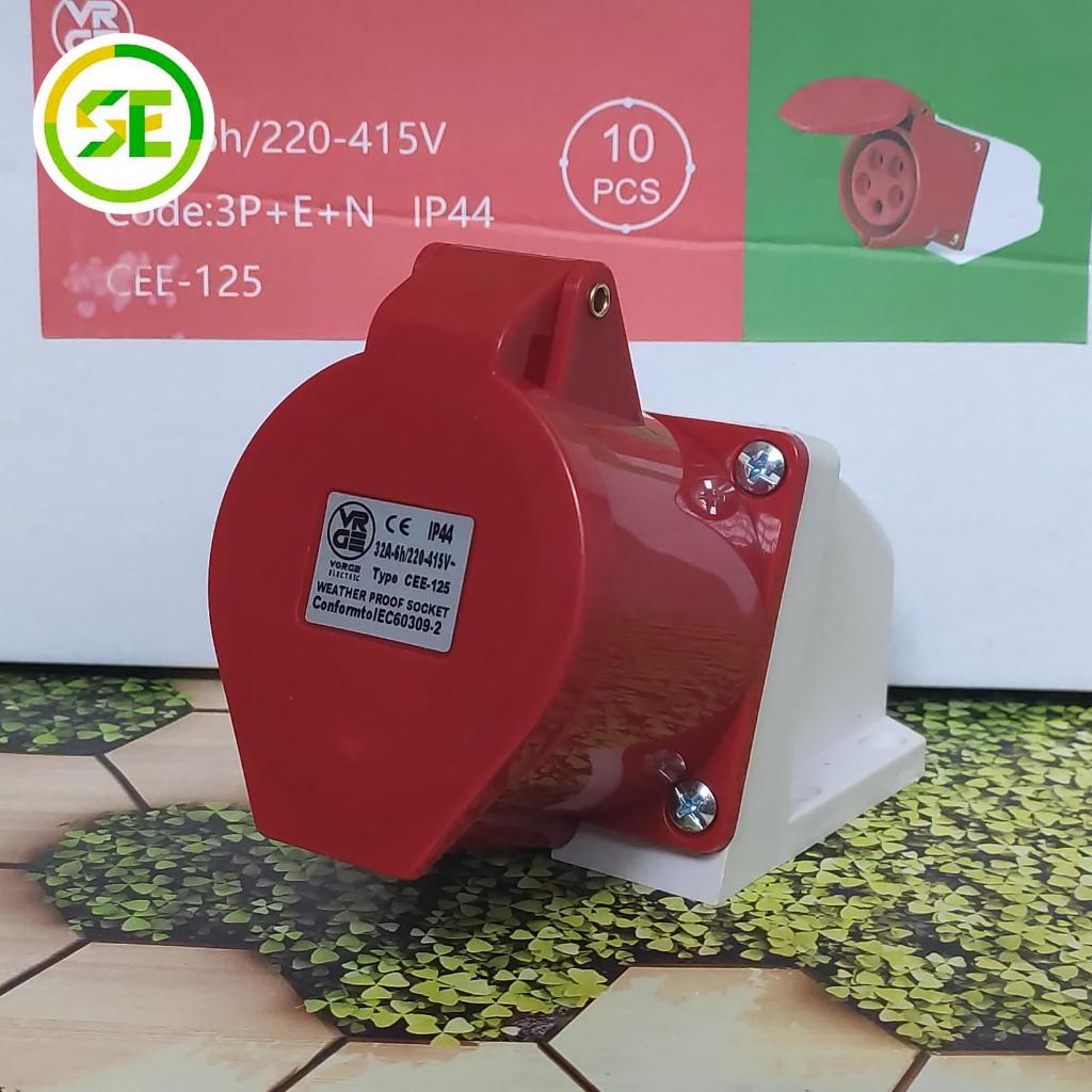 Jual Industrial Surface Mounting Socket 5 Pole 5Pole 32 A CEE 125 5Pin ...