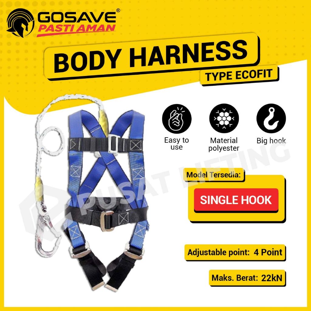 Jual Body Harness Safety Single Hook Gosave Ecofit Big Hook Full Body ...