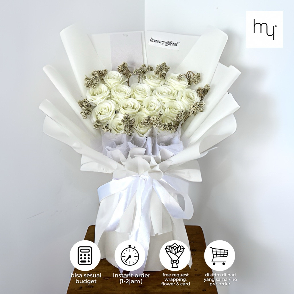 Jual HOOMEY - Buket Bunga Mawar Putih Artifcial | Bouqet Bunga Wisuda ...