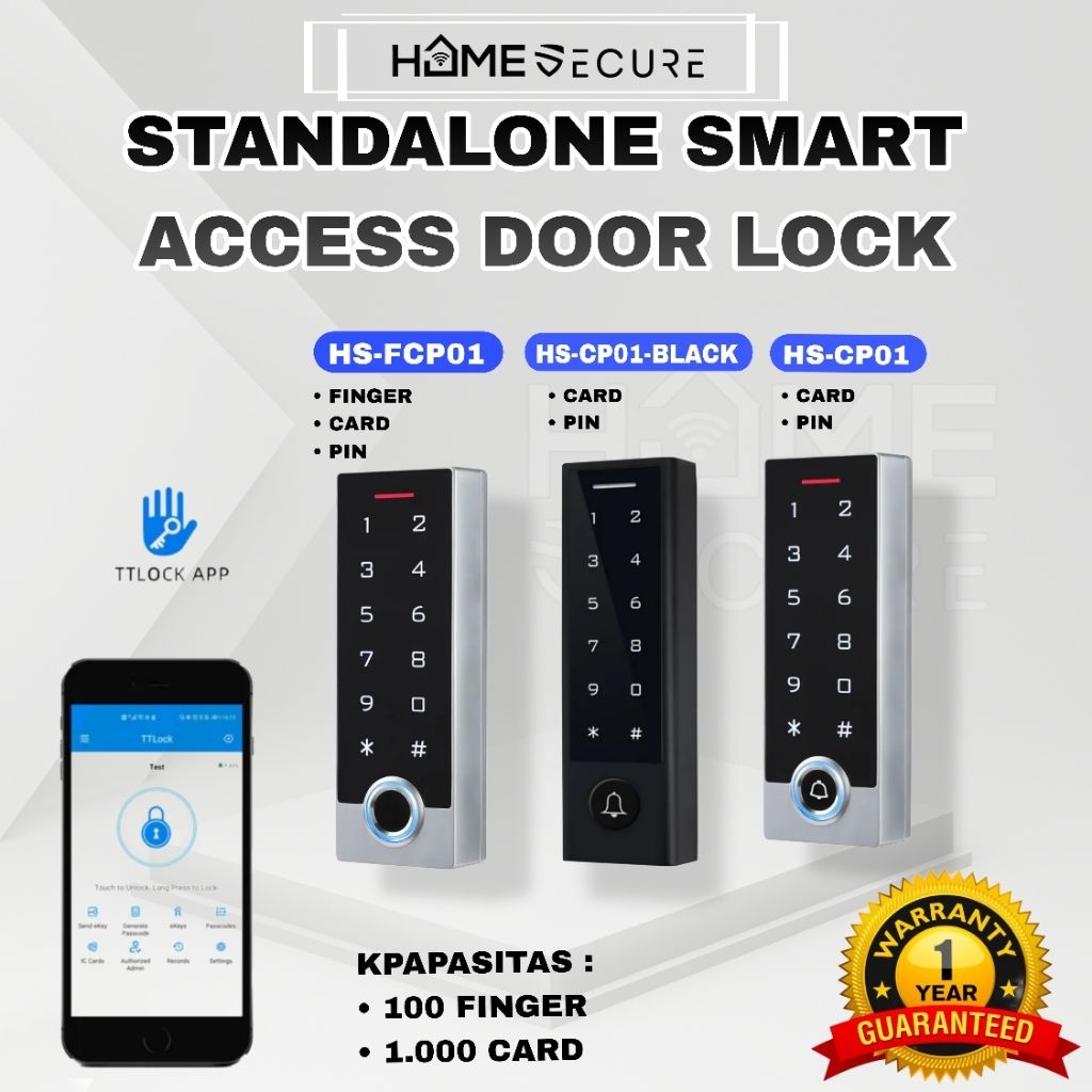 Jual Stand alone Access Control Door Lock TTLock App - Reader Akses Door Lock Waterproof Tahan ...