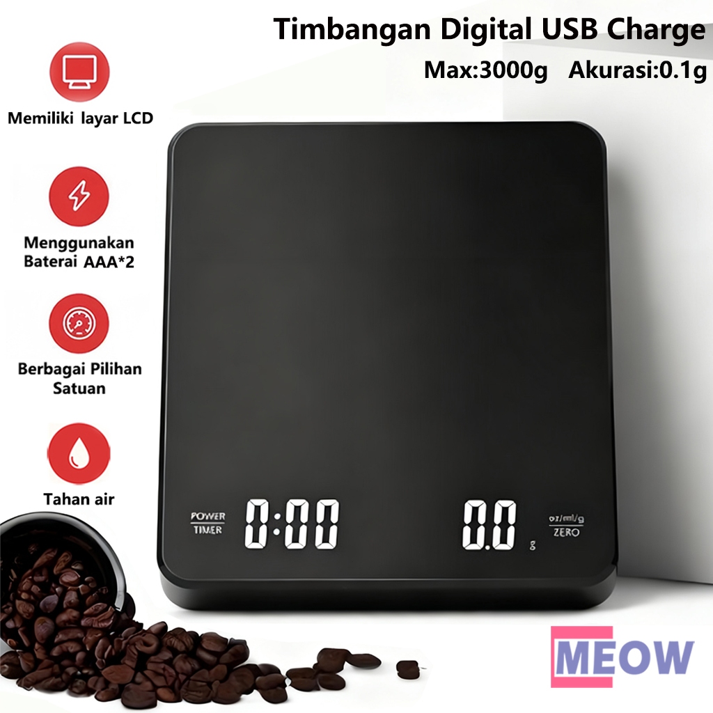 Jual Timbangan Digital Timer Scale Kopi Hitam Elektronik Kecil Kitchen ...