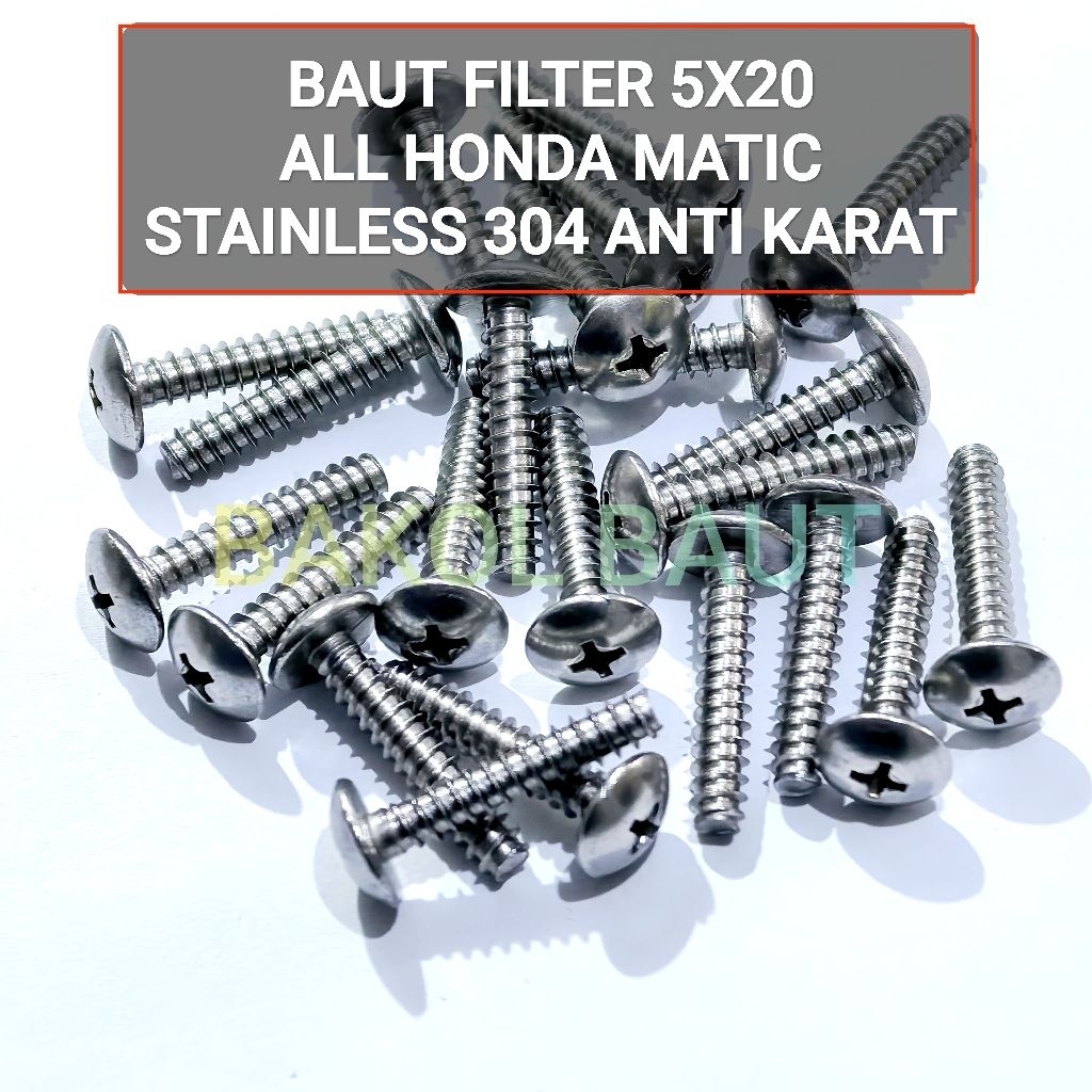 Jual Baut Box Filter 5X20 Stainless Steel 304 Anti Karat All HONDA ...