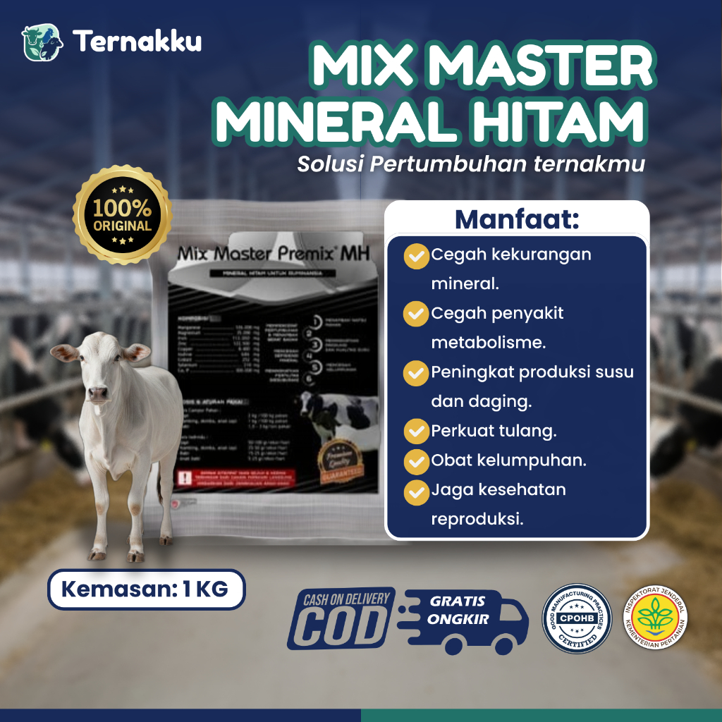 Jual MIX MASTER PREMIX Mineral Hitam 1 Kg - Mineral Hitam untuk Sapi ...