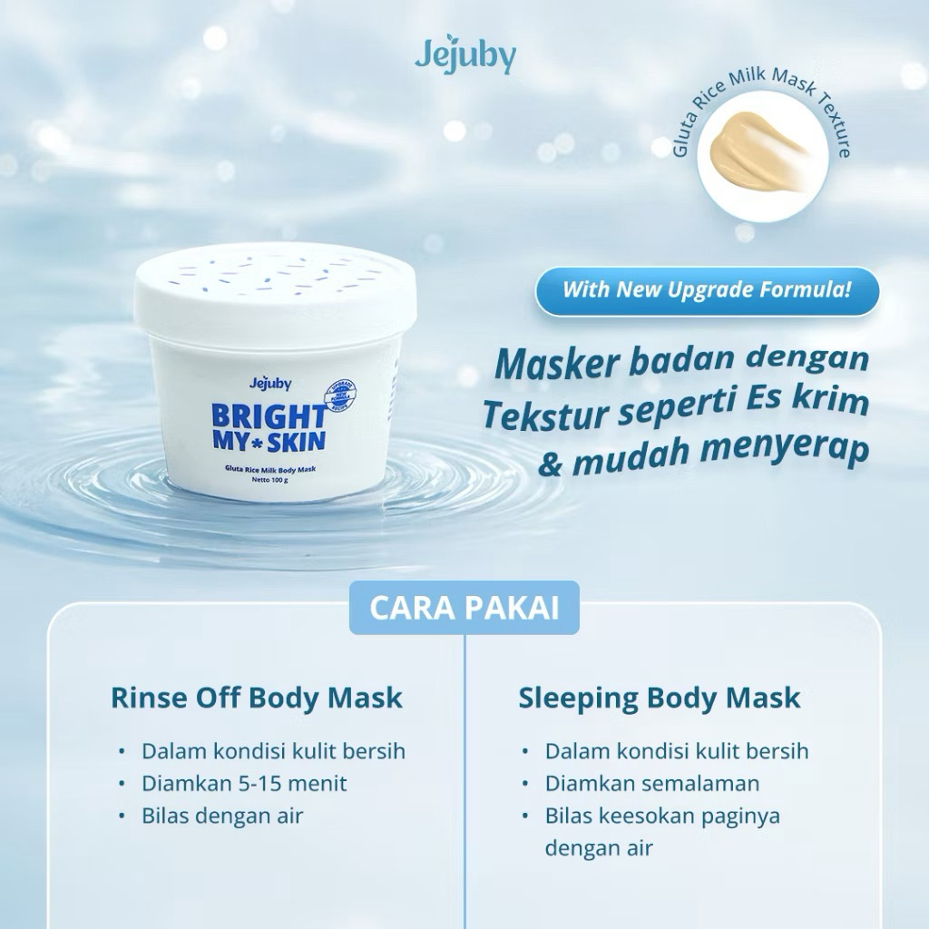 Jual JEJUBY BRIGHT MY SKIN GLUTA RICE MILK MASK 2in1 Body bleaching And ...