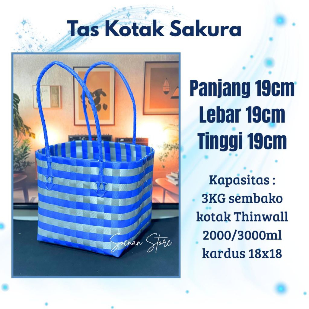 Jual tas anyaman Kotak Sakura/tas kotak nasi/tas hajatan /tas anyaman ...