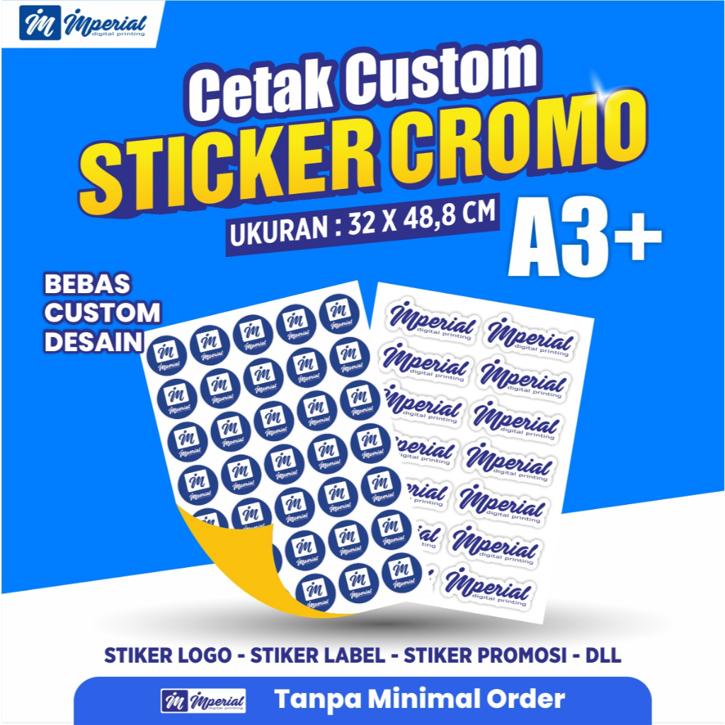 Jual Cetak Stiker Chromo Custom File / Tanpa Minimal Order / Cutting ...