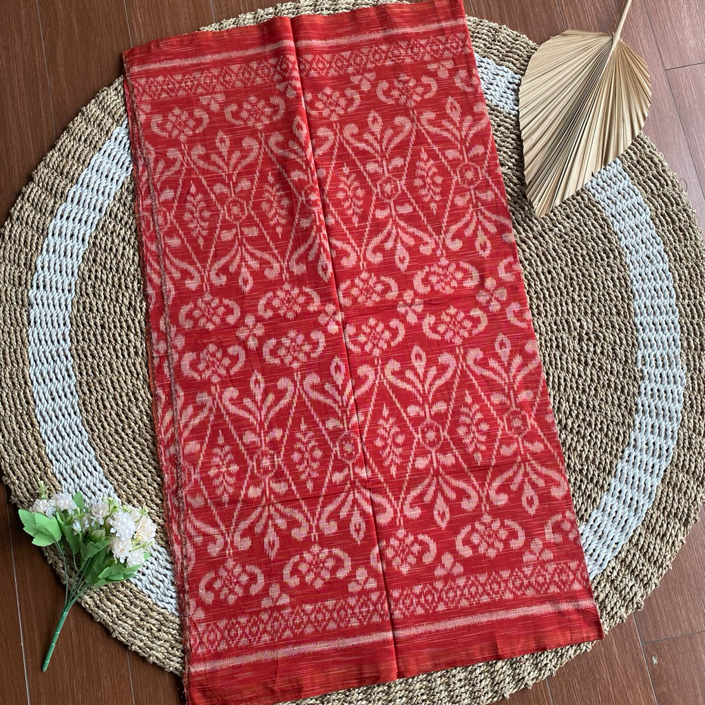 Jual KAIN TENUN ENDEK MOTIF PATRA WARNA BATA DOUBLE IKAT GRINGSING ...