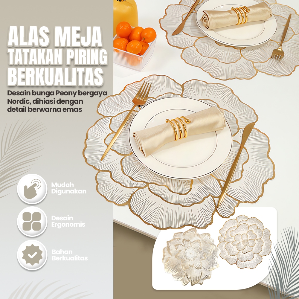 Jual Bunga peony, teratai, alas meja dekoratif kreatif, alas meja pvc ...