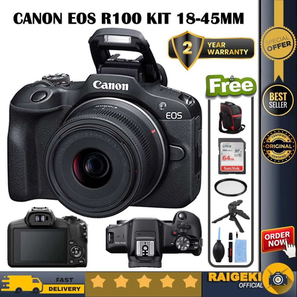 Jual Canon EOS R100 kit 18-45mm IS STM Kamera Mirrorless - GARANSI ...