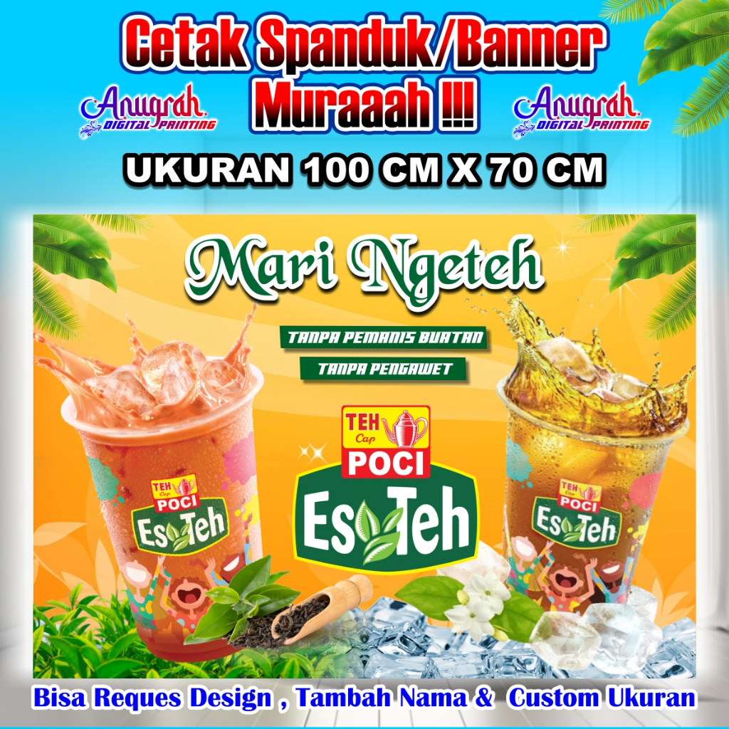 Jual Spanduk Banner Es Teh Poci Flexi Ukuran 100 cm x 70 cm | Shopee ...