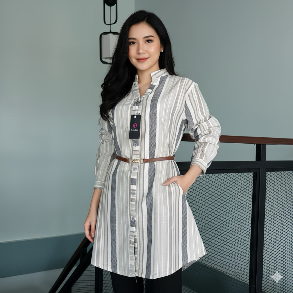 Jual Jubii .Baju Tunik Wanita Premium Katun Triset Free Ikat Pinggang ...