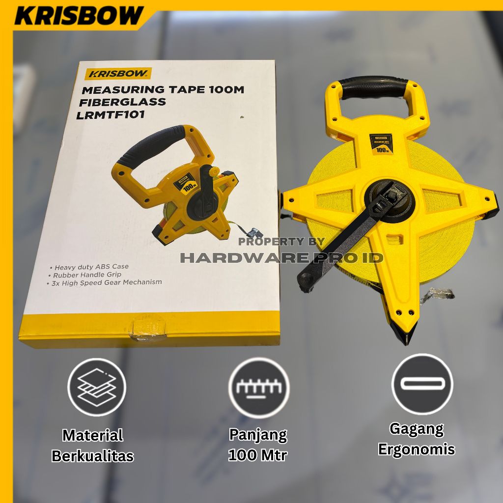 Jual Krisbow 100 Mtr Meteran Gulung Fiberglass Lrmtf101 - Kuning Alat ...