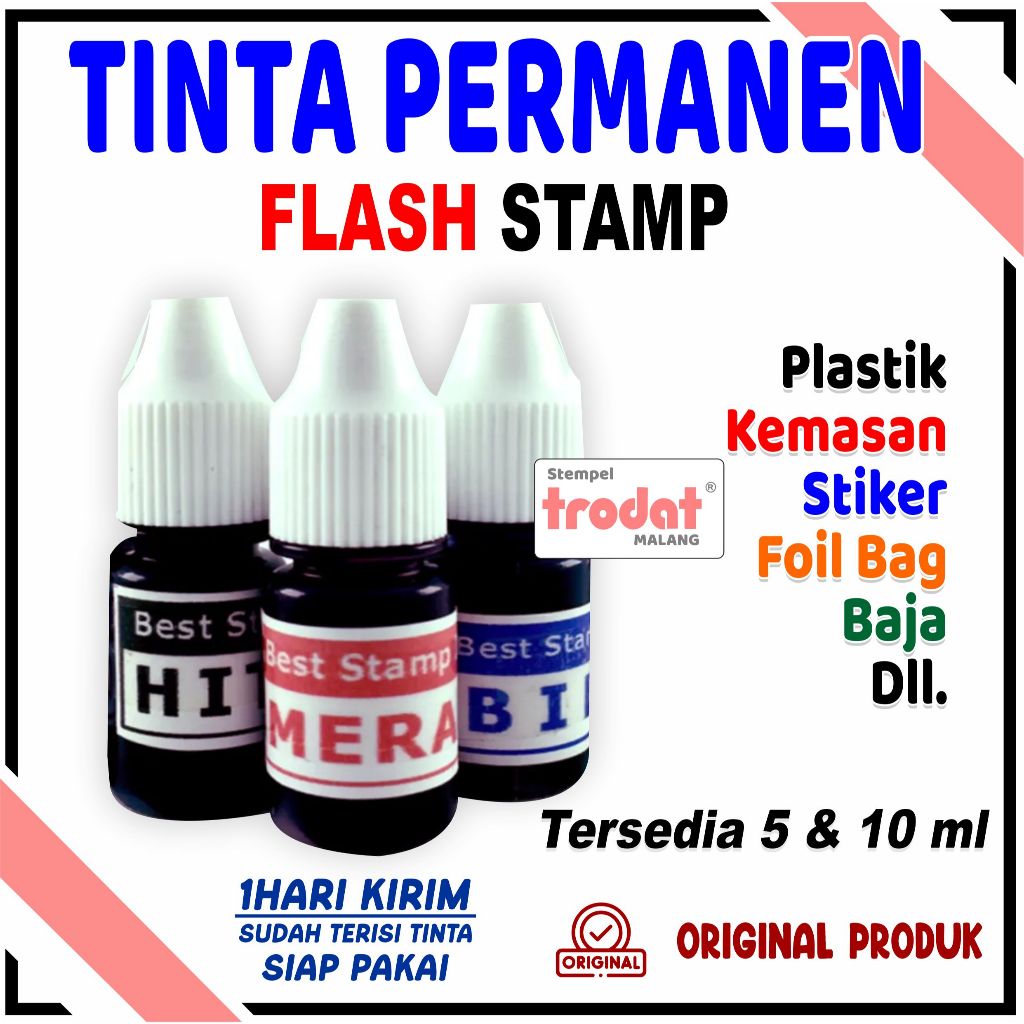 Jual [COD] REFILL TINTA STEMPEL OTOMATIS/FLASH PERMANENT, STAMP ...