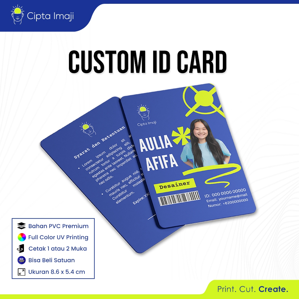 Jual CETAK ID PREMIUM NAME TAG PVC CUSTOM 1 & 2 SISI / BAHAN PVC TEBAL ...