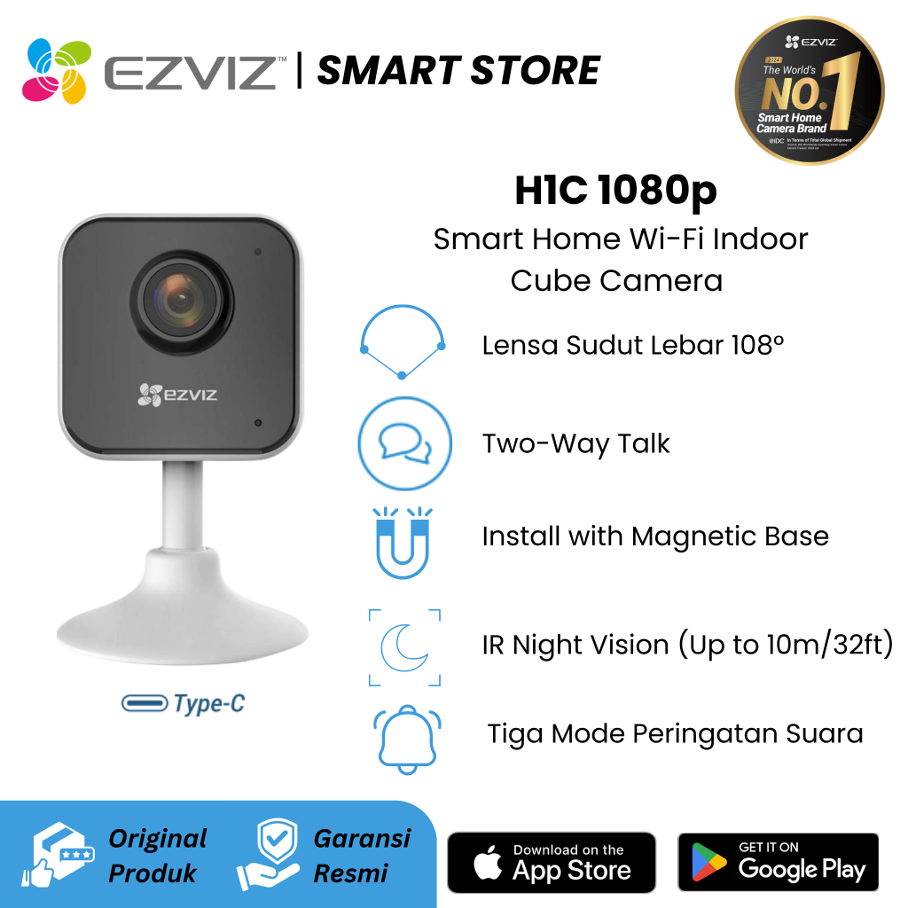 Jual EZVIZ CCTV H1C 2MP SMART HOME WI-FI IP CAMERA INDOOR TYPE C ...