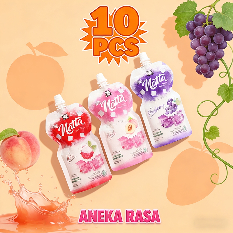 Jual Paket Hemat MR NATTA 10PCS Rasa Peach/Markisa/Bluberry/Leci Bebas ...