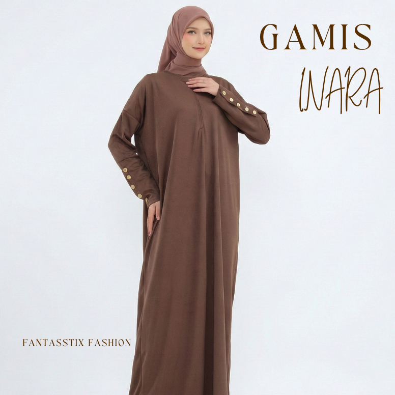 Jual FX - Gamis Knit JPN Gamis Inara Lengan Panjang Variasi Kancing 5 ...