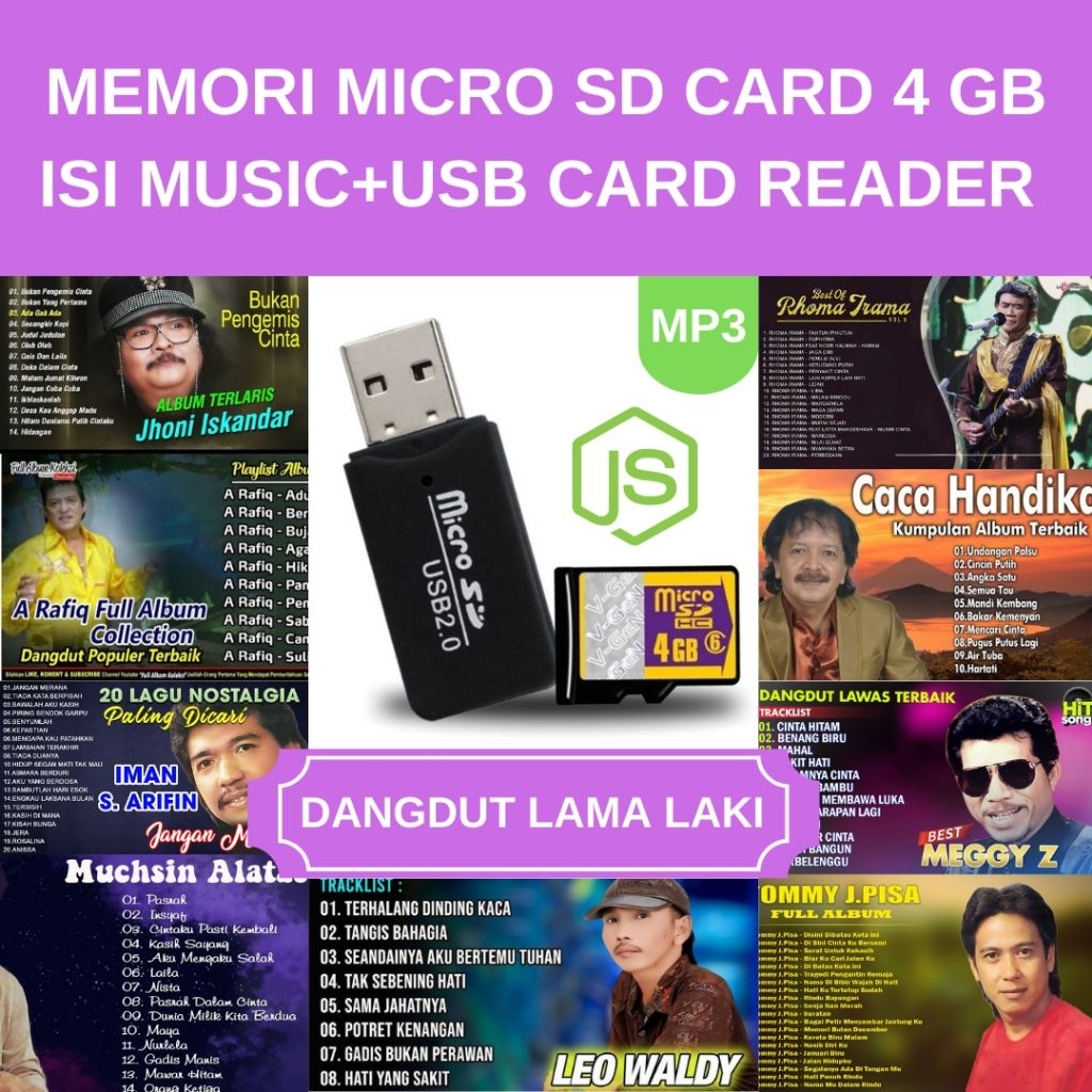 Jual ISI (DANGDUT LAMA LAKI) MEMORI 4 GB MICRO SD CARD ORI+USB CARD ...