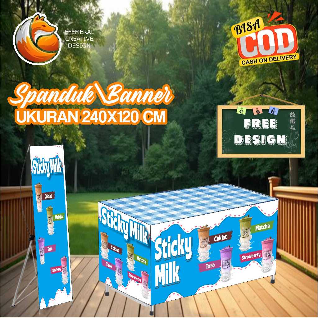 Jual Cetak Spanduk Banner Taplak Meja Sticky Milk 240X120 Cm Free ...
