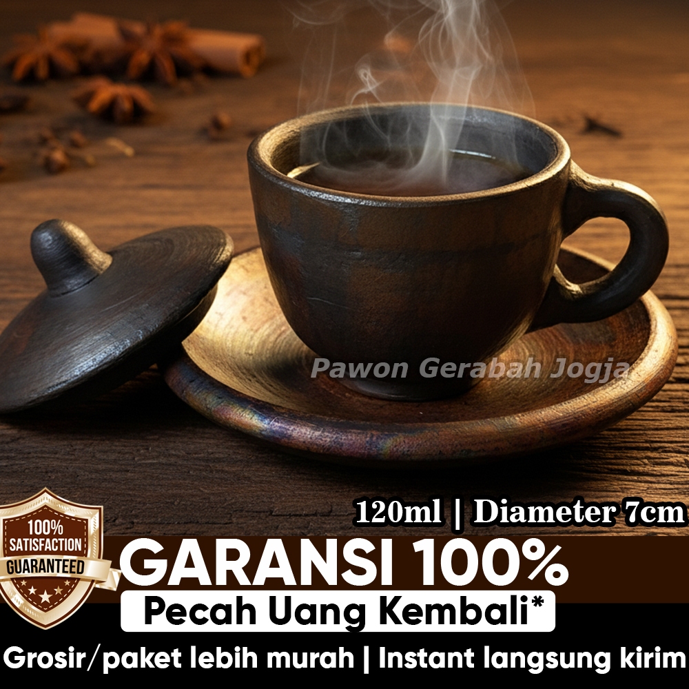 Jual Pawon Gerabah | Cangkir Teh Poci Gelas Tanah Liat Gerabah 120 ml ...