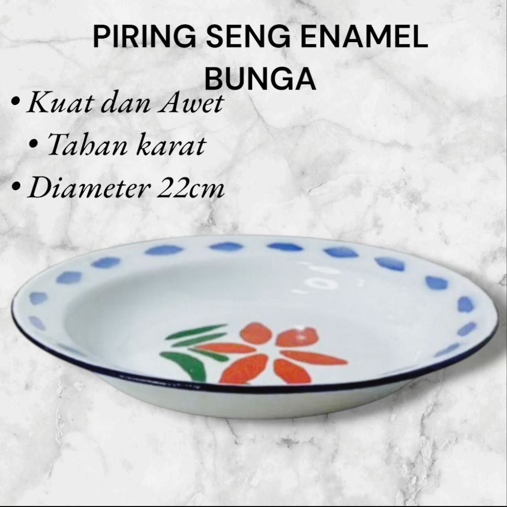 Jual Piring enamel bunga 22cm (12pcs) / Piring seng bunga 22cm / Piring ...