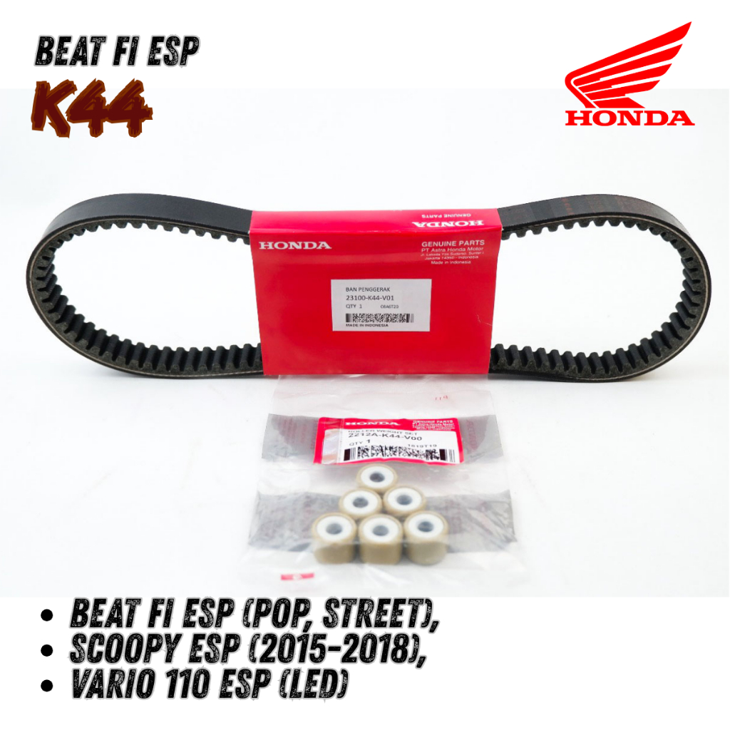 Jual PAKET V-BELT + ROLLER SET K44 UNTUK BEAT ESP / SCOOPY ESP / VARIO ...