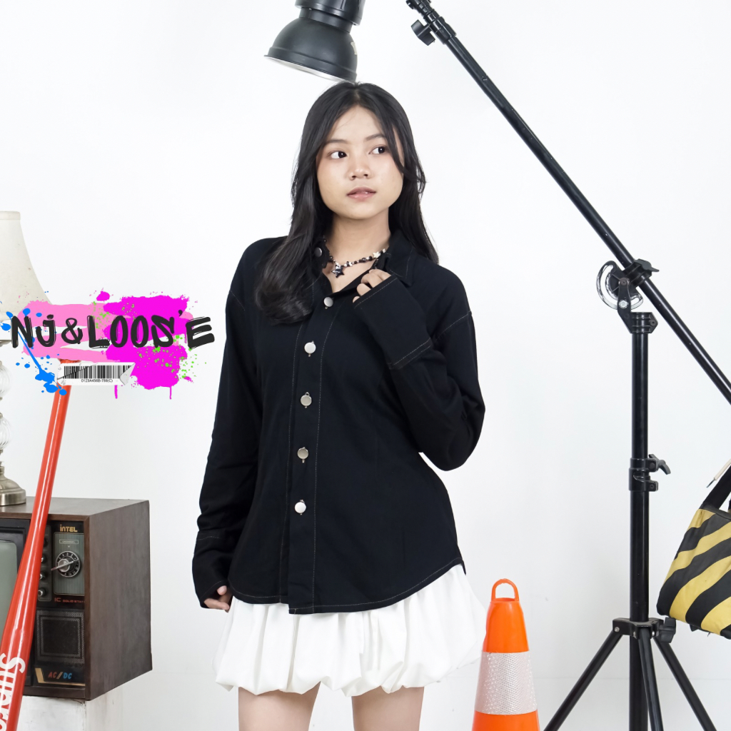 Jual Kemeja Whispie Jisso Blouse Fitted Denim Tali Belakan Wanita ...