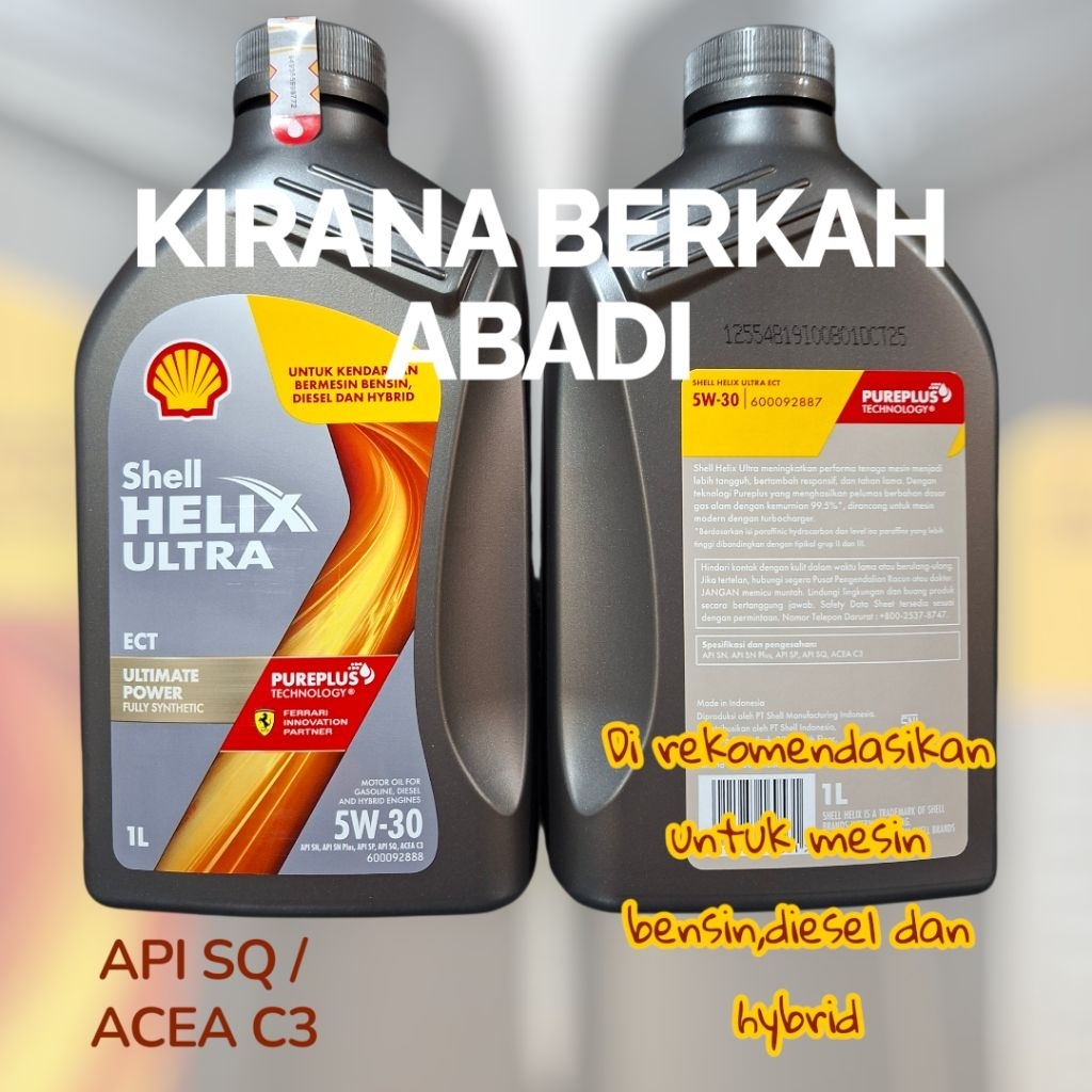 Jual SHELL HELIX ULTRA ECT ULTIMATE 5W30 BENSIN & DIESEL ACE C3 API SQ ...