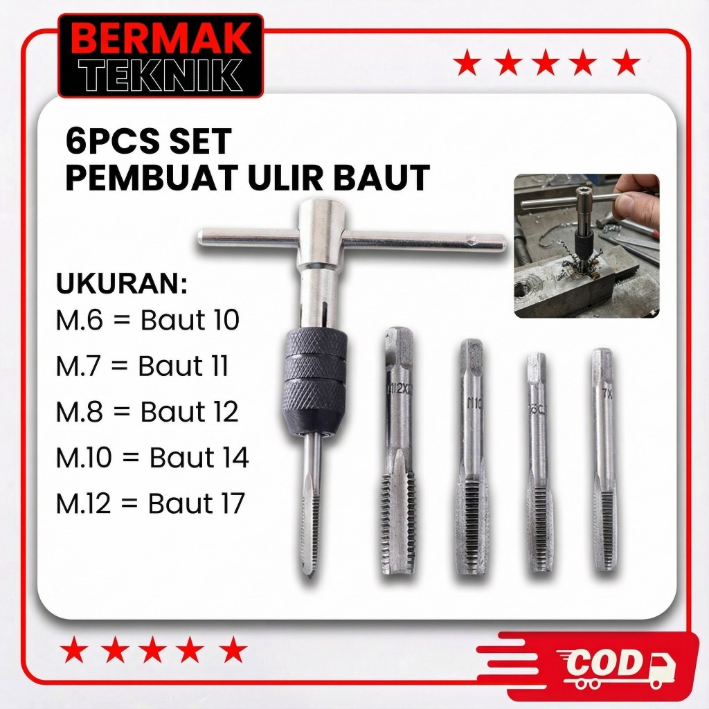 Jual ASTEEL Tap Wrench Set Alat Metrik Alat Pembuat Drat Hand Tap Set ...