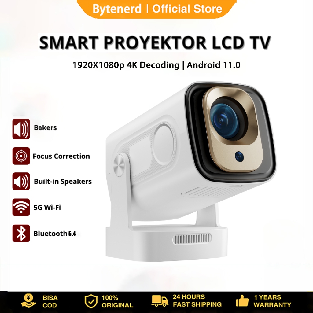 Jual ByteNerd Smart Proyektor Android TV 1080P Android 11 4K Portable ...