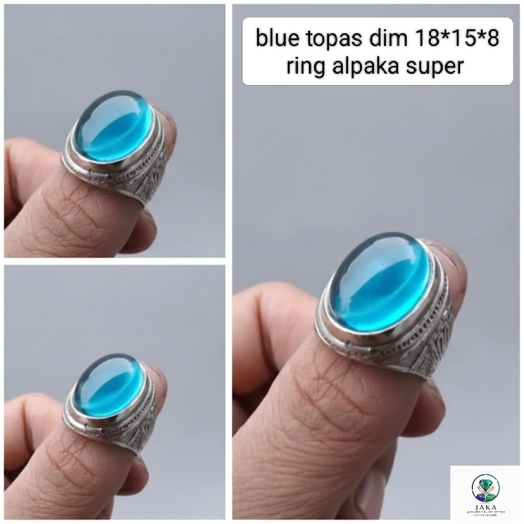 Jual cincin batu blue topas dimensi jumbo ring alpaka super | Shopee ...