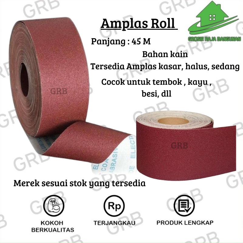 Jual Amplas Roll Gird No 220 / Ukuran 4" x 50 Yard Japan Standard ...