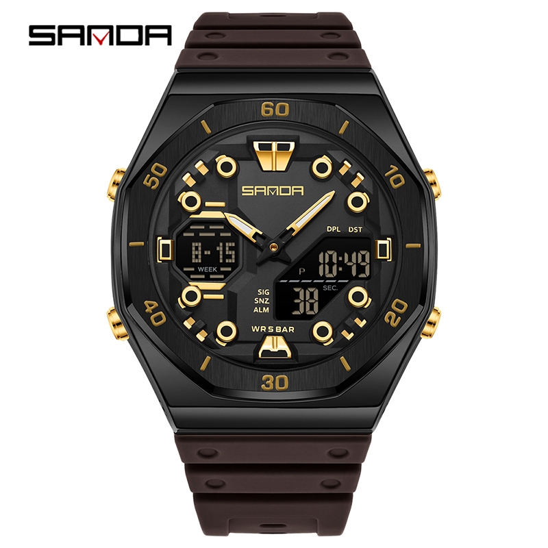 Jual SANDA 6306 Jam Tangan Pria Digital Analog Sport EL Backlight Tali ...