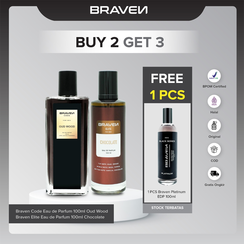Jual [BUY 2 GET 3] Braven Code Oud Wood EDP + Braven Elite Chocolate ...