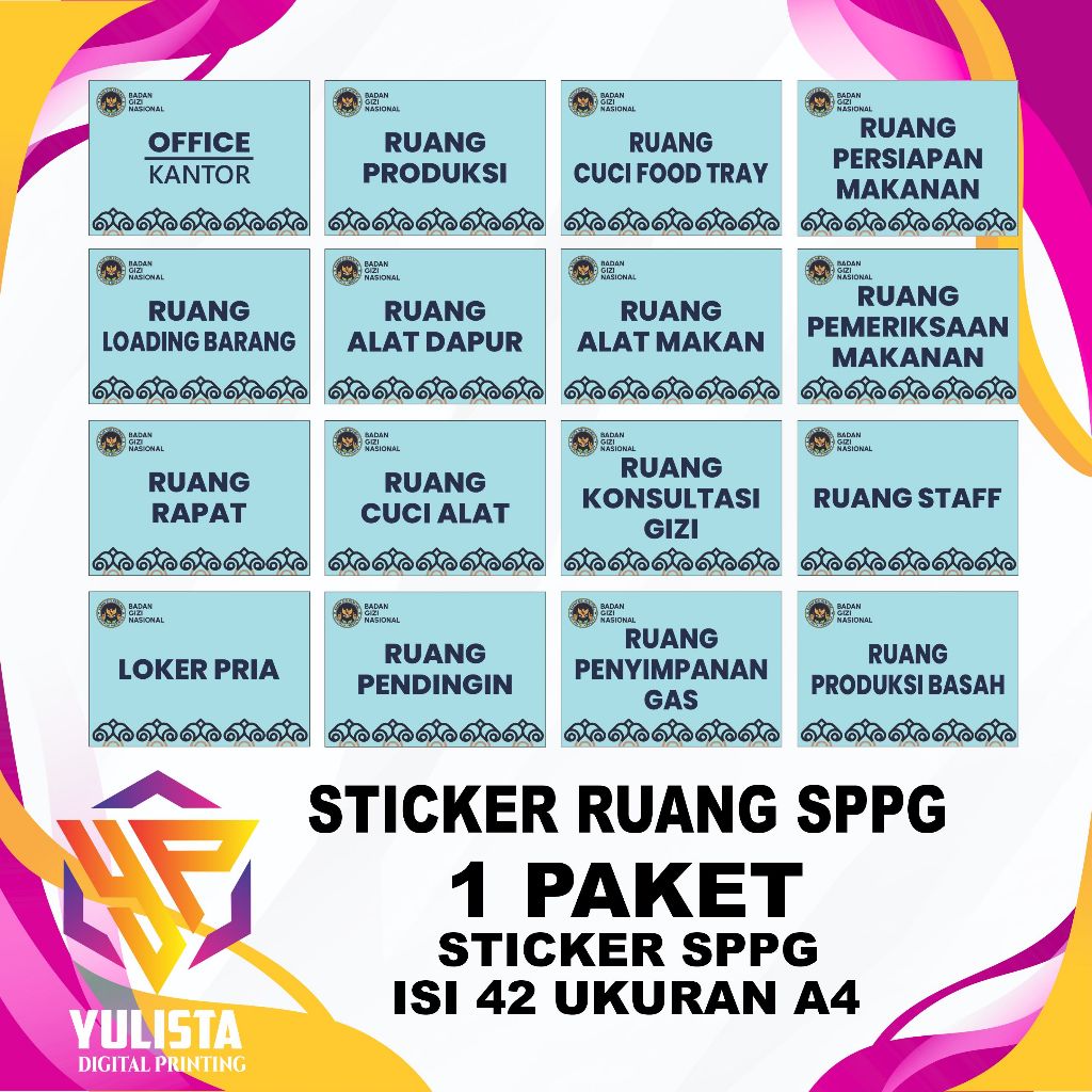 Jual Stiker Plang Dapur SPPG 1 paket Berisi 42 ukuran A4 / Dapur Makan ...