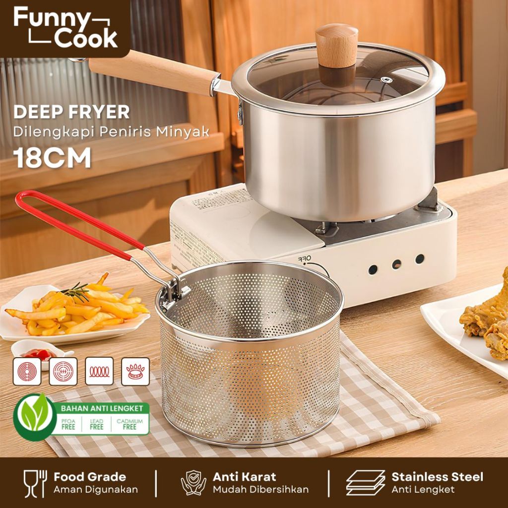 Jual Special FUNNYCOOK Deep Fryer Stainless Steel Set 4in1 Ukuran 18cm ...