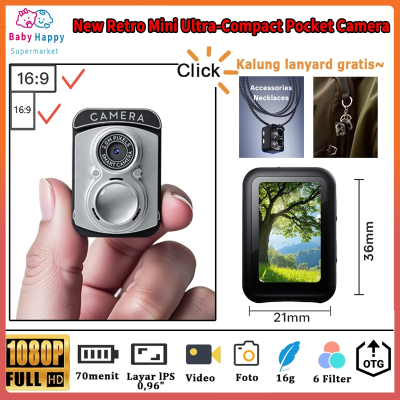 Jual 2026 Mini Camera with Screen HD Retro Ultra Compact Camera with ...