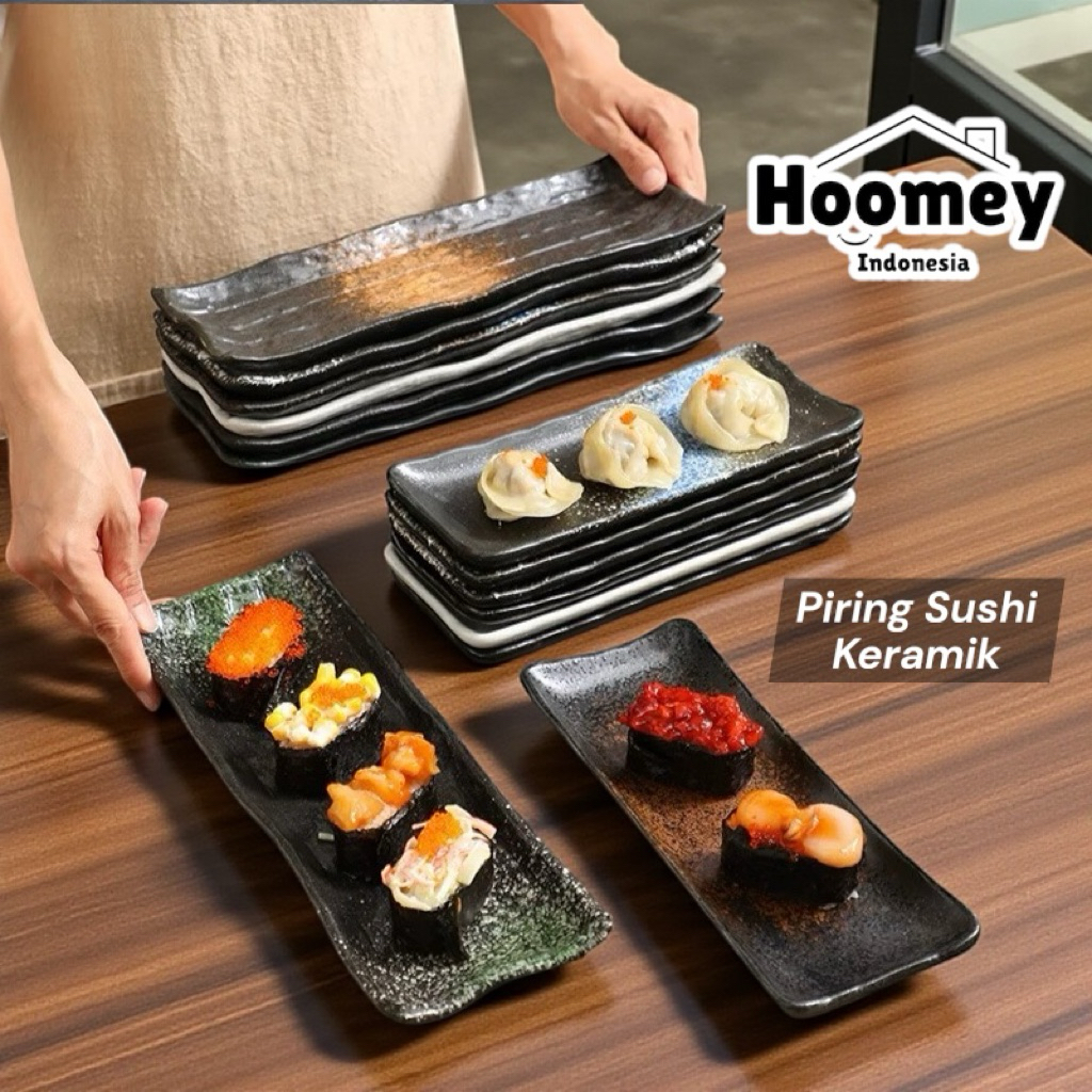 Jual Hoomey Japan Series Piring Makan Keramik Panjang Jepang Sushi Roll ...