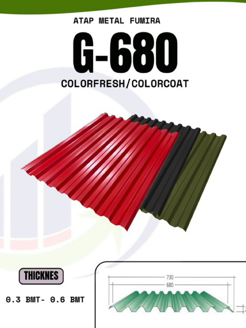 Jual FUMIRA ATAP METAL G-680 COLORFRESH COLORCOAT 0.3 mm BMT - 0.6 mm ...